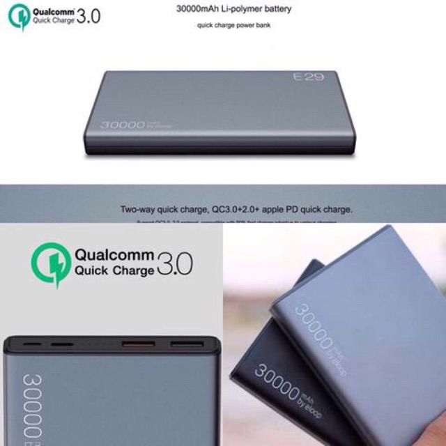 Eloop รุ่น E29 แบตสำรอง Power Bank ความจุ 30000mAh มีชาร์จเร็ว Quick ...