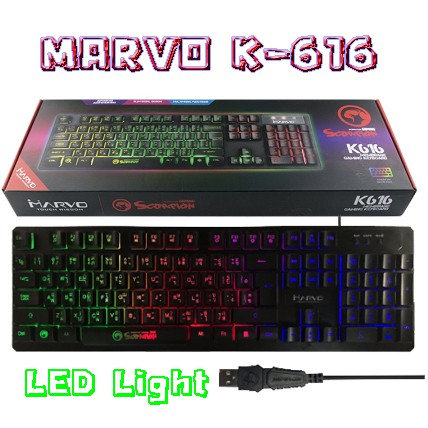 Marvo คีย์บอร์ดเกมมิ่ง คีย์บอร์ดมีไฟ Keyboard Gaming รุ่น K616 | Shopee ...