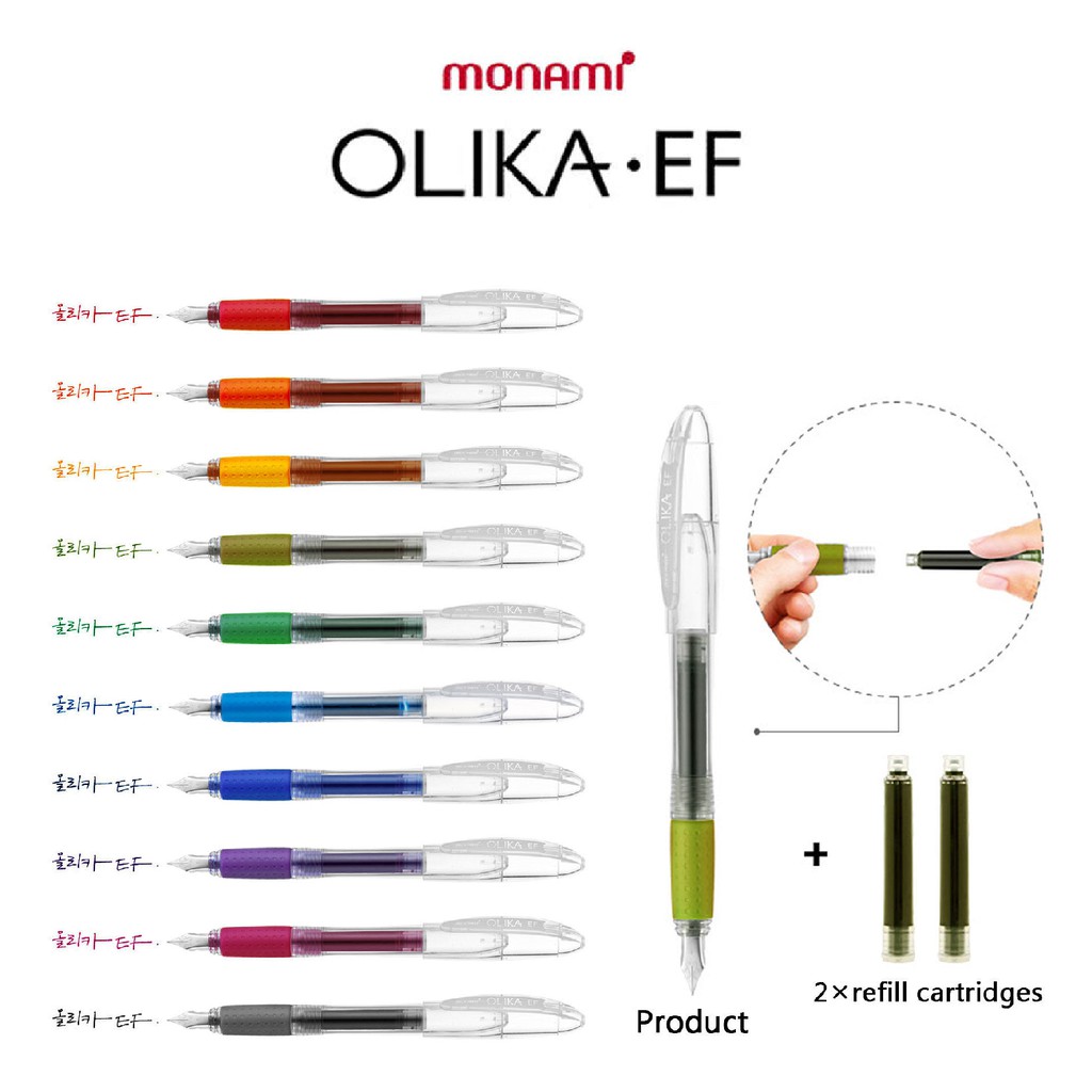 Yume Monami Olika EF ปากกาหมึกซึม 0.38 มม. ละเอียดพิเศษ (1 ปากกา + 2 ...