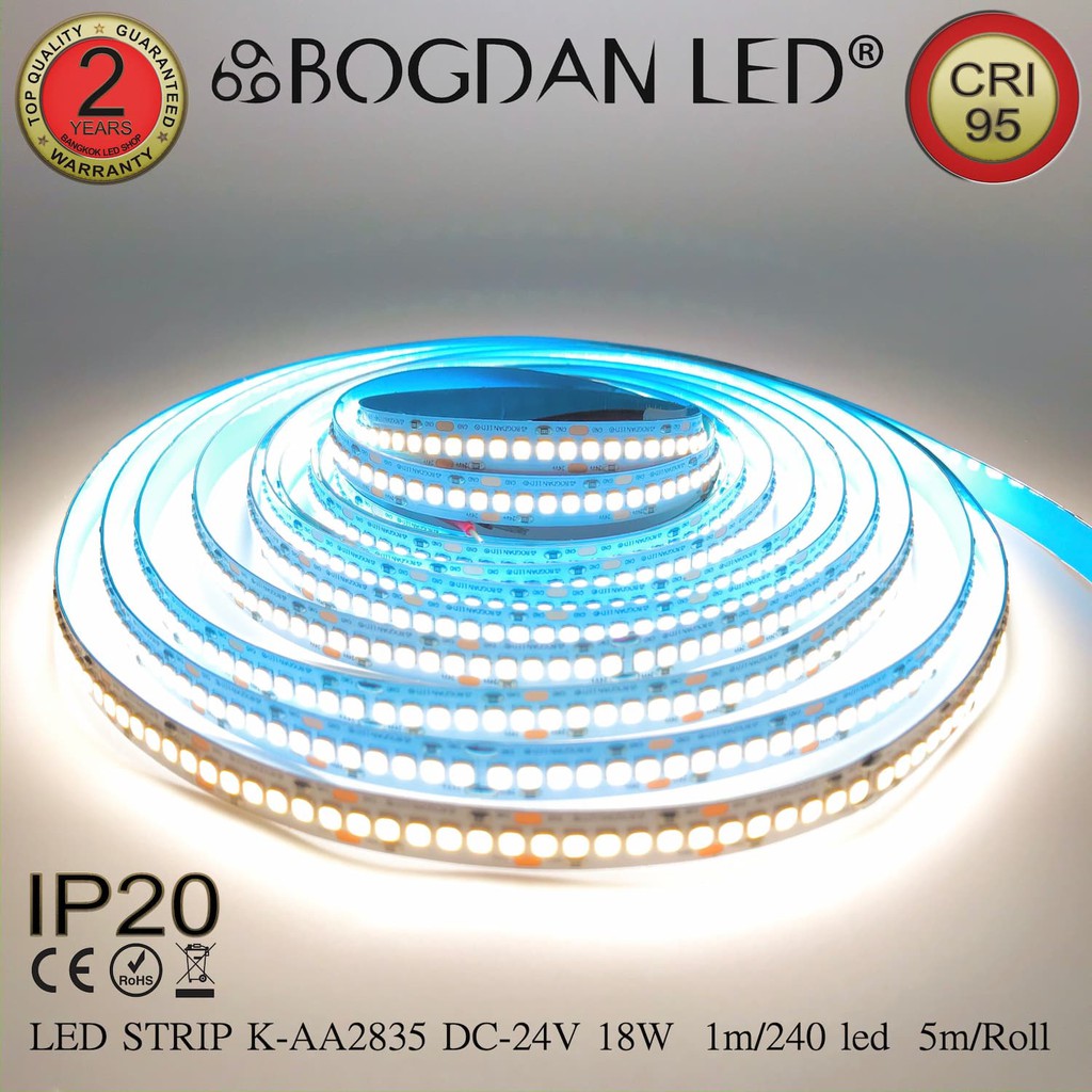 LED STRIP K-AA2835-240-5000K DC-24V 18W/1M IP20 ยี่ห้อBOGDAN LED แอลอี ...
