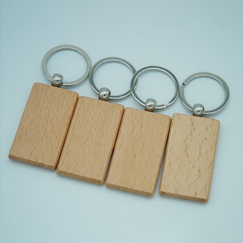 30Pcs Blank Rectangle Wooden Key Chain Diy Wood Keychains Key Tags Can ...