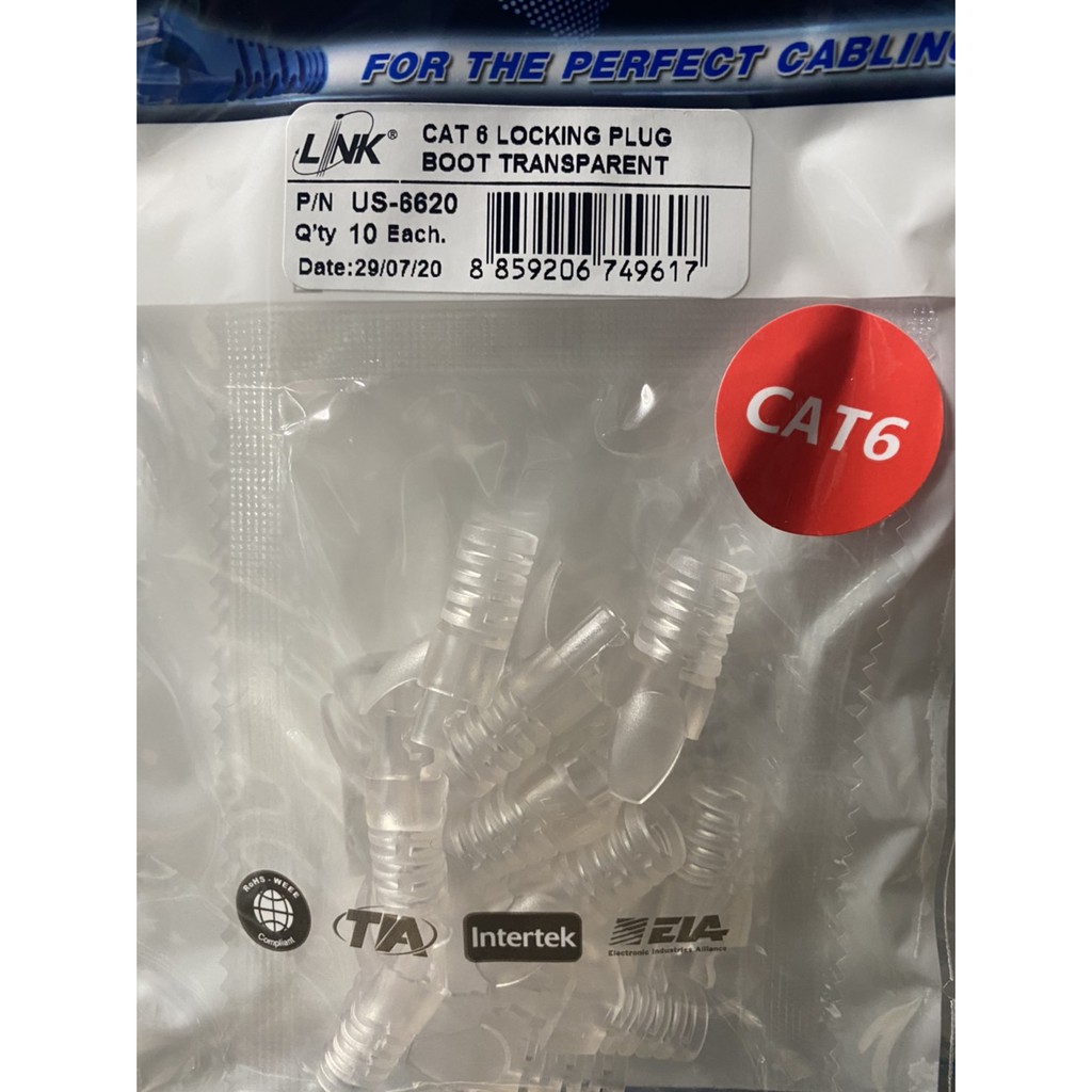 Locking Plug Boot Cat6 Transparent LinkUS-6620 CAT6 1ถุง/10ตัว | Shopee ...