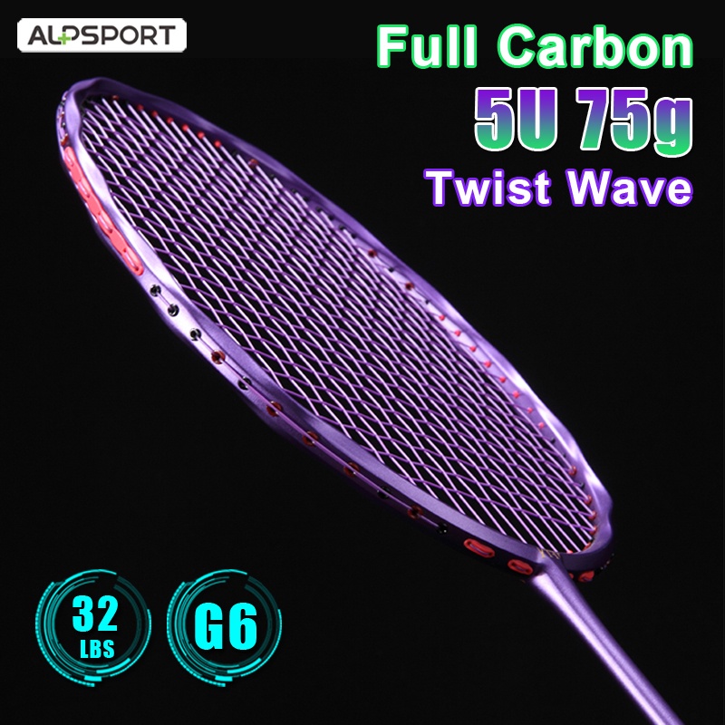 ALP MH-V5 Wave Shape 5U 75g 30Lbs คาร์บอนไฟเบอร์เต็ม 100% ไม้แบดมินตัน ...