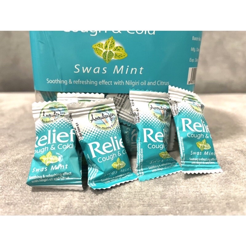 ลูกอม Amrutanjan Relief Swas Mint😷😷 บรรเทาอาการระคายเคืองคอเนื่องจาก ...