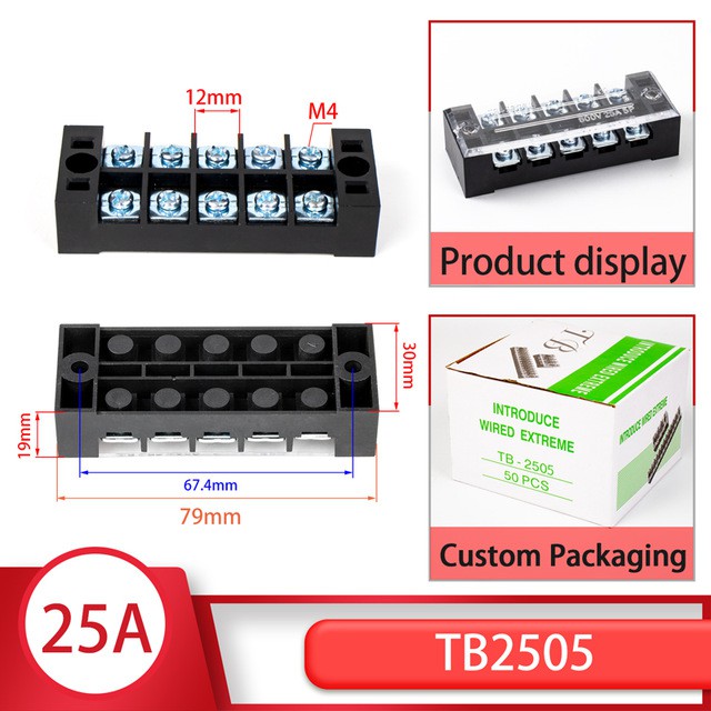 เทอมินอลต่อสาย 3-12 ช่อง TB-2503 TB-2504 TB-2505 TB-2506 TB-2508 TB ...
