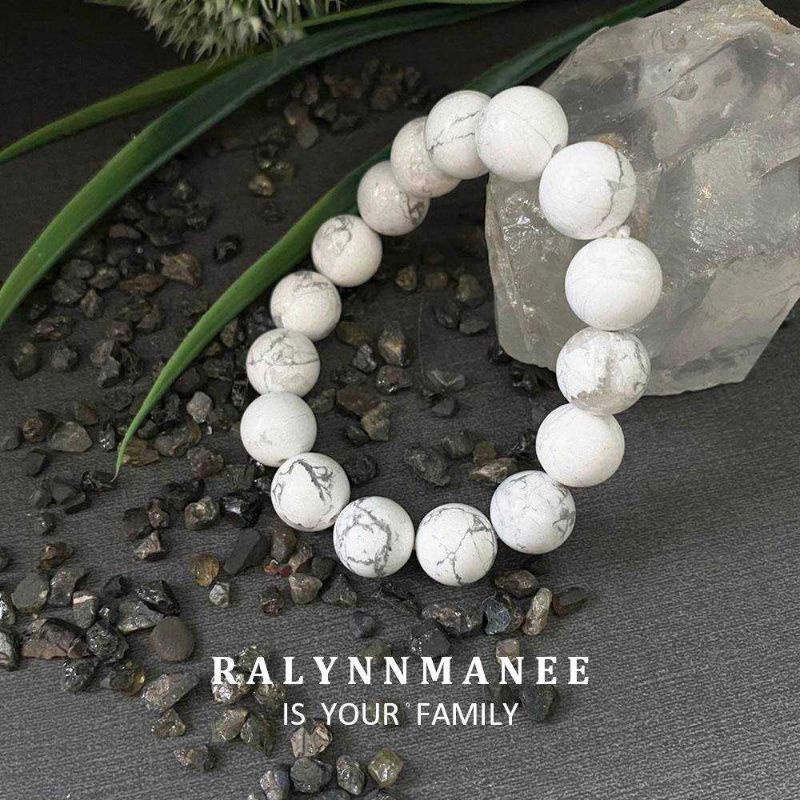 CS005 ข้อมือหินฮาวไลต์แท้ ( Howlite ) ขนาดหินกดเลือกในตัวเลือกสินค้า ...