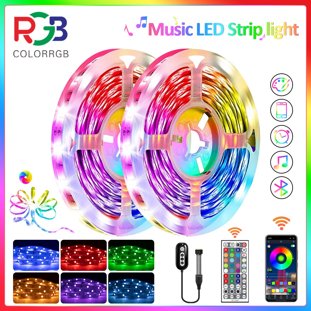 【ส่งจากกรุงเทพ】ColorRGB,ไฟ LED Strip,เพลง Synchronized สีเปลี่ยน RGB5050,โทรศัพท์แอปรีโมทคอนโทรล ...