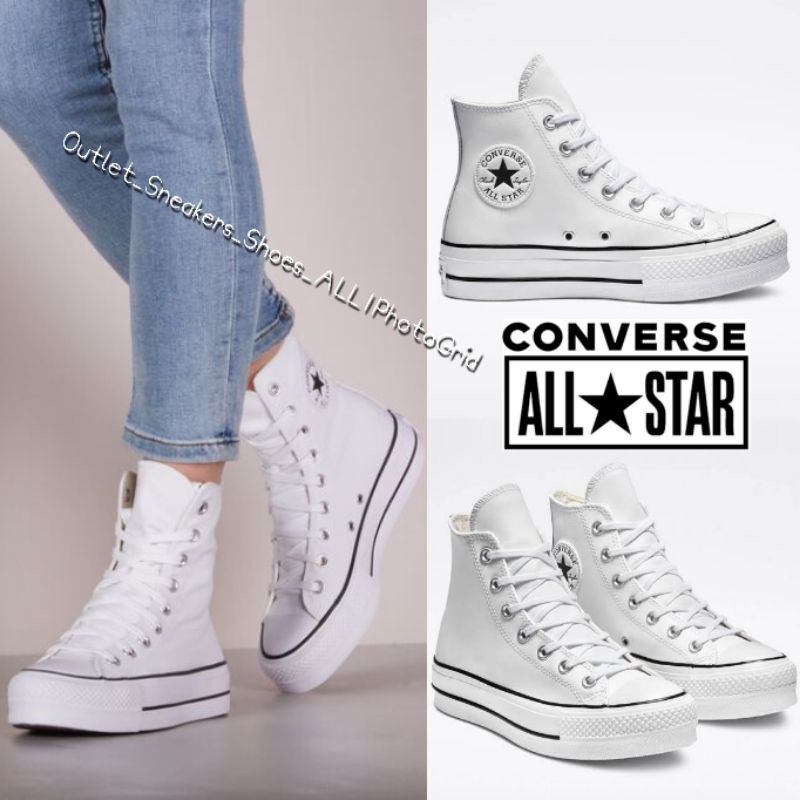 รองเท้า Converse Chuck Taylor Platform High Leather White Women ส่งฟรี ...