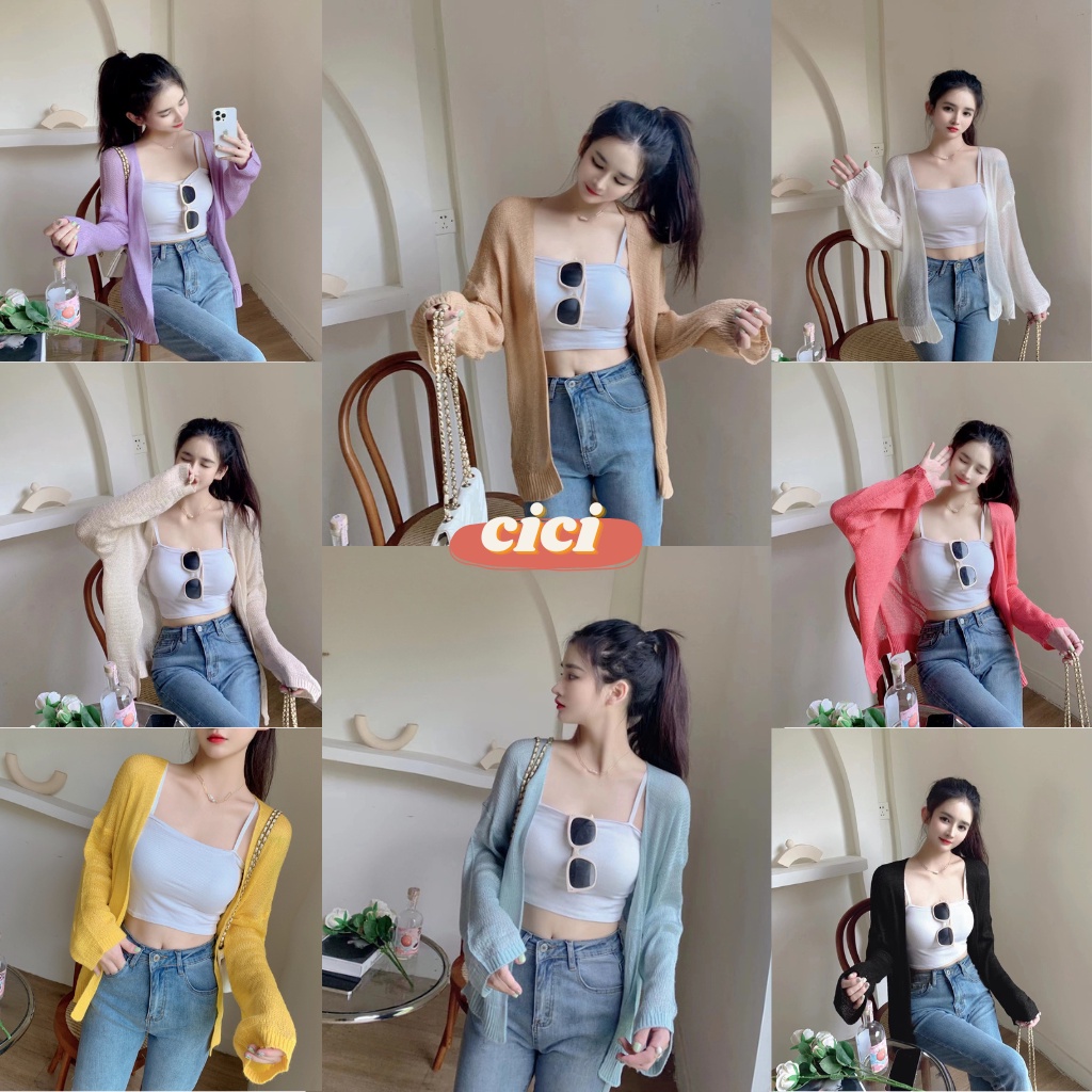 Cici(NO.5482)เสื้อคลุมแขนยาว ซีทรูเบาๆใส่สบาย สไตล์เกาหล์จับแมทซ์ได้ทุกลุค ใส่คลุมไปทะเลก็ยังปัง ...