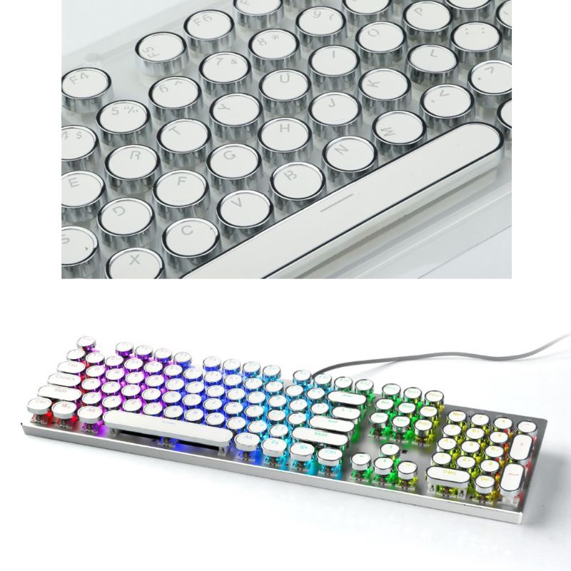 NIKI 104 Keys Retro Round Keycaps Double Shot DIY Steam Punk Steampunk ...