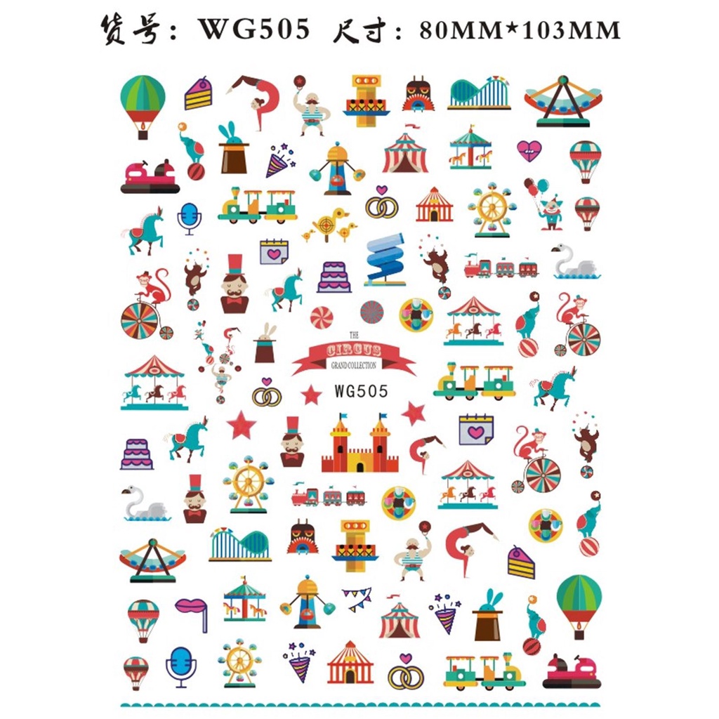 สติ๊กเกอร์ติดเล็บ Sticker ลายการ์ตูน หัวใจ ดอกไม้ ปาร์ตี้ ลอกแปะได้ ...