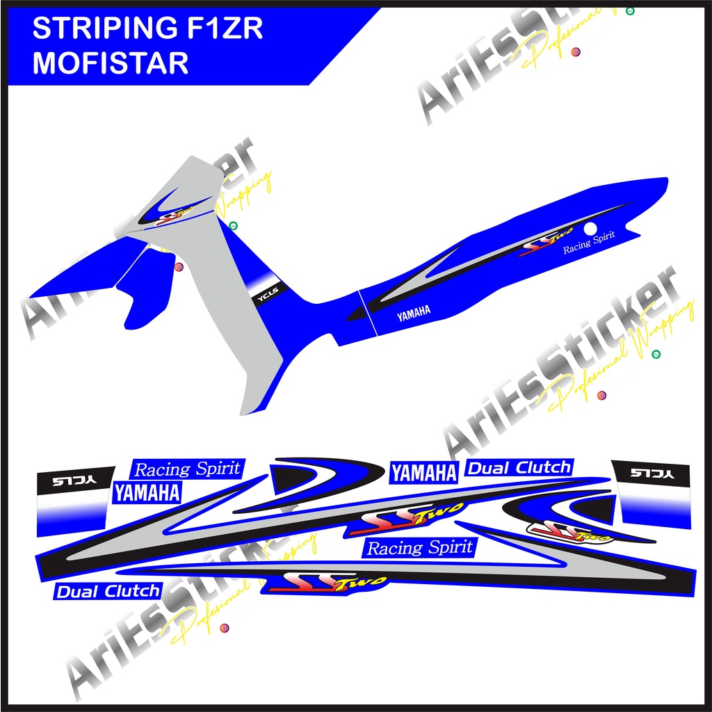 รายการสติ ๊ กเกอร ์ Striping body yamaha f1zr fiz r ss two malysia Blue ...