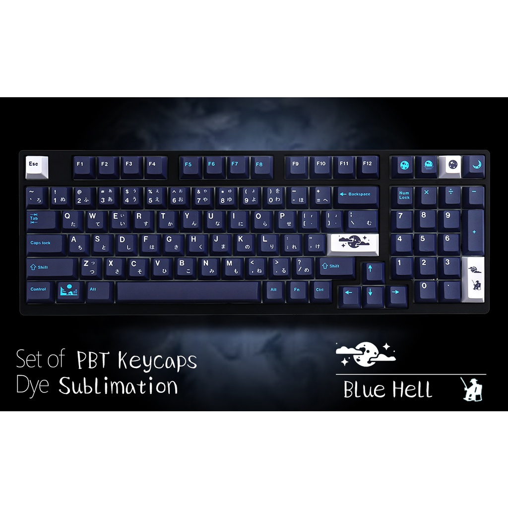 GMK Blue Moon keycaps, 129 คีย์ keycaps Cherry Profile DYE-SUB ส่วน ...