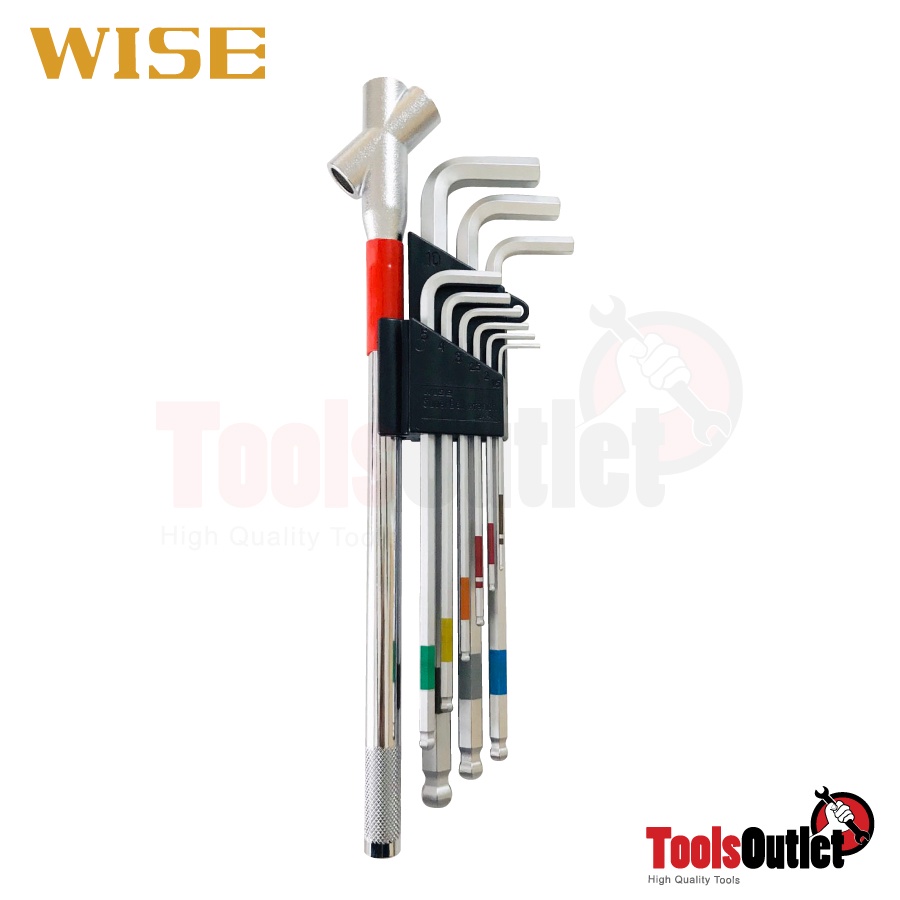 WISE SUPER BALL WRENCH หกเหลี่ยมหัวบอลสีขาว9อันชุด SBL-1000-1.5-10มิล ...