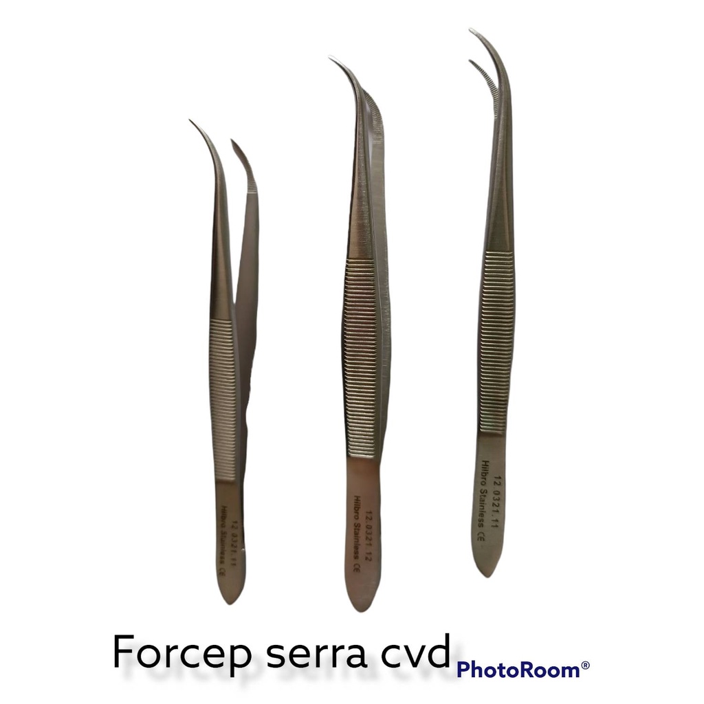 Hilbro 12.0321 MICRO FORCEP SERRATED CVD ปากคีบโค้ง ฟอร์เซฟโค้ง ปากคีบ ...