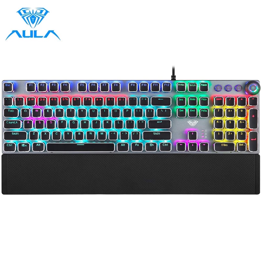 AULA white mechanical Keyboard 104 keys Backlit Gaming Keyboards for ...