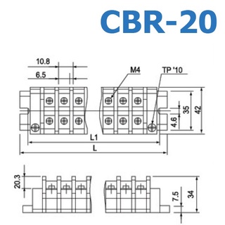 เทอร์มินอล CBR10 CBR20 CBR30 TERMINAL TBR CBR พร้อมฝาปิด สีดำ ยึดราง ...