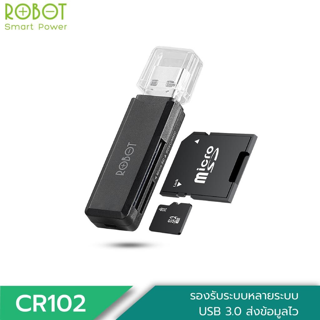 ♝ROBOT CR102 การ์ดรีดเดอร์ตัวอ่านเมม 2 in 1 อะแดปเตอร์การ์ดรีดเดอร์ USB ...