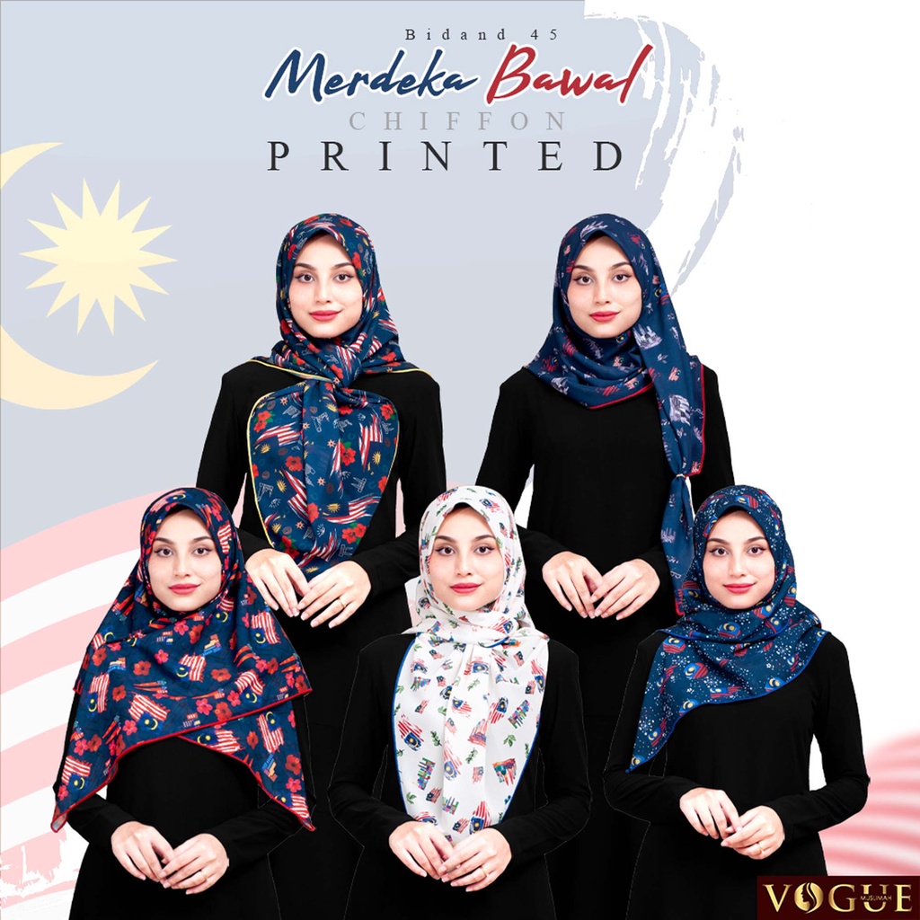 Merdeka 2022 Tudung Bawal Merdeka Pattern Bidang 45 นิ้ว โดย Vogue ...