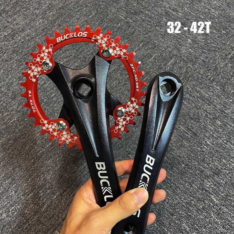 Bucklos 104BCD Crankset MTB Crank 32/34/36/38/40/42T Chainring รูปไข่จักรยาน Chainwheel 170 มม. ...