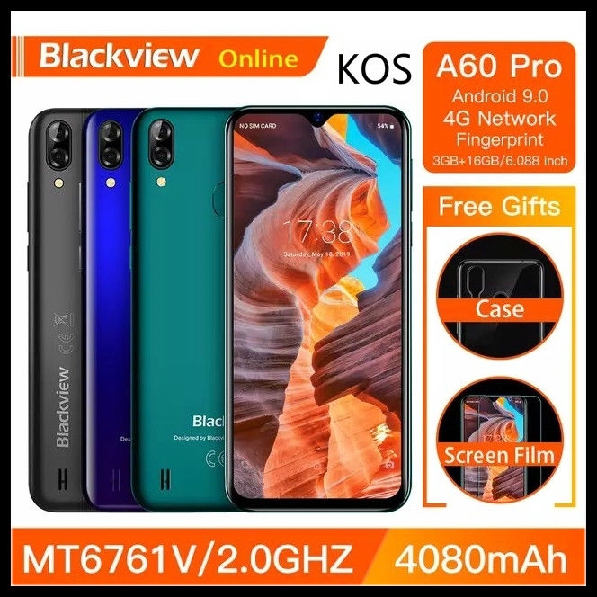 ฉลาด Blackview A60 Pro โทรศัพท์มือถือ Android 9.0 MT6761V 3GB + 16GB ...