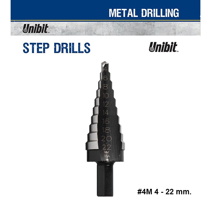 ดอกเจาะขยาย 10 ระดับ IRWIN Unibit #4M 4-22 mm Step Drill Bit | Shopee ...