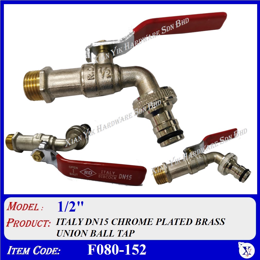 F080-152 (1/2") อิตาลี DN15 CHROME PLATED BRASS UNION BALL Tap ...