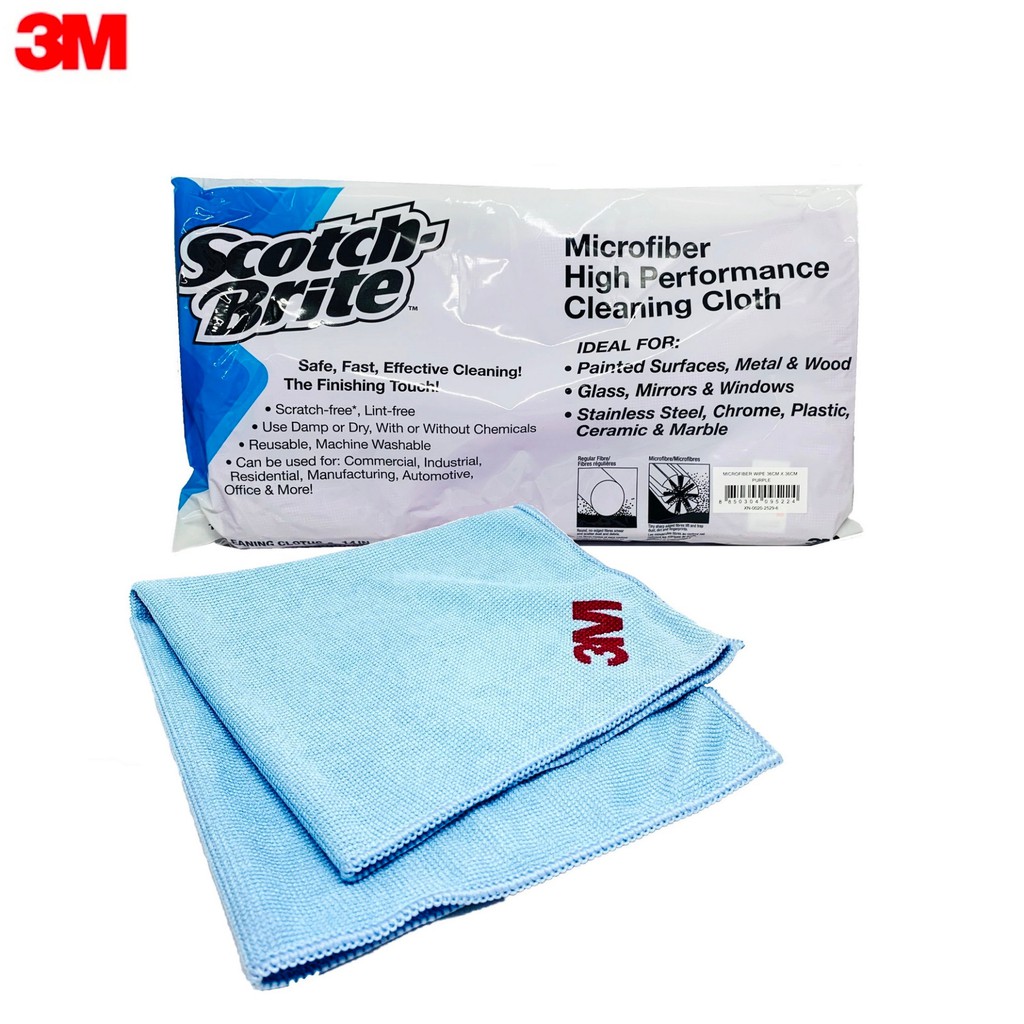 3M Microfiber (10ผืน) ผ้าไมโครไฟเบอร์ สีฟ้า 36 x 36 ซม. สำหรับทำความ ...