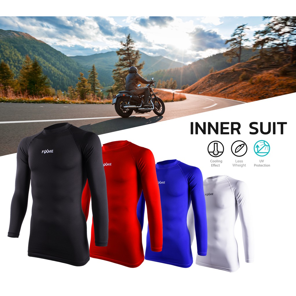 Lock skin (คอกลม) Inner suit เสื้อซับใน ขี่มอเตอร์ไซค์ กันUV99% แห้งไว ...