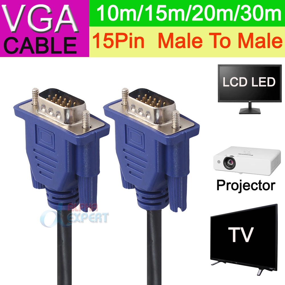 สาย VGA (RGB) 15Pin VGA Cables Male To Male M/M Extension Cables ( 10m ...