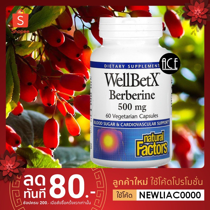 Natural Factors : WellBetX Berberine : 500 mg, 60 Veg Caps ช่วยคุม ...
