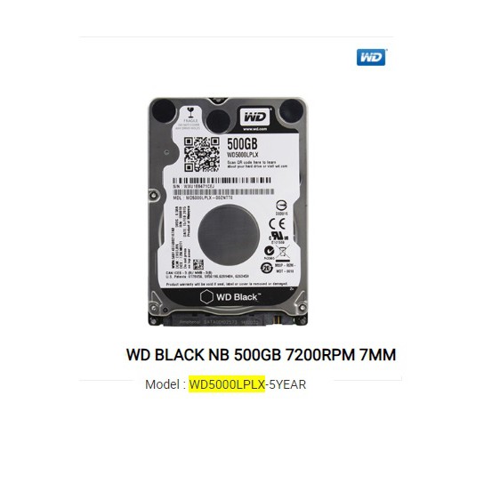 500 GB HDD 2.5" (ฮาร์ดดิสก์ ) WD BLACK 7200RPM SATA3 (WD5000LPLX) (Pansonics) | Shopee Thailand
