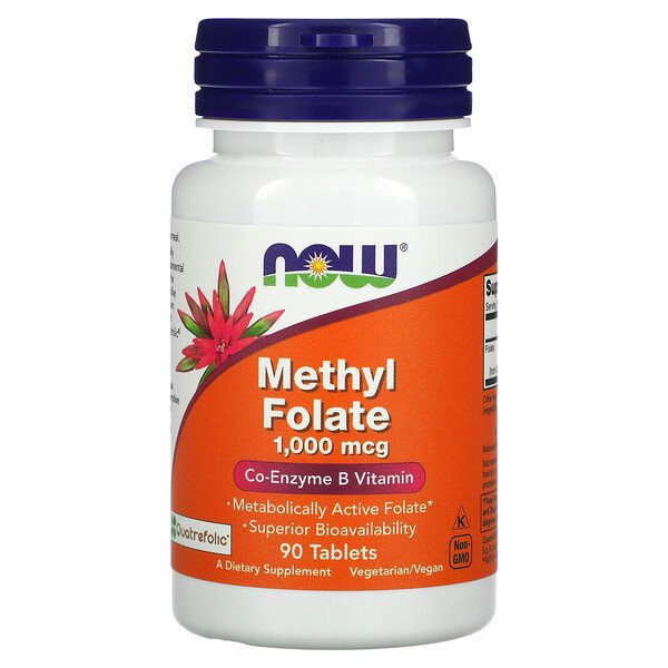 NOW Foods, Methyl Folate, 1000,5000 mcg, 90 Tablets,50 Caps บำรุง ...