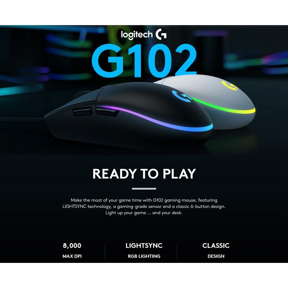 เมาส์Logitech G102 optical 8,000 DPI 16.8M | Shopee Thailand