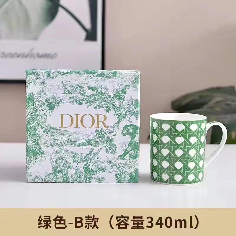 Dior mug bone china home breakfast cup couple coffee milk cup gift box ...
