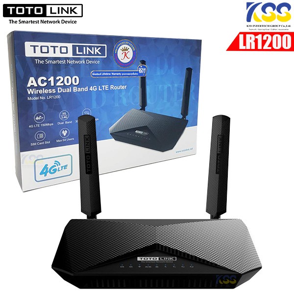 เร้าเตอร์ใส่ซิม4g Totolink Wireless Dual Band 4g Lte Router รุ่น Lr1200