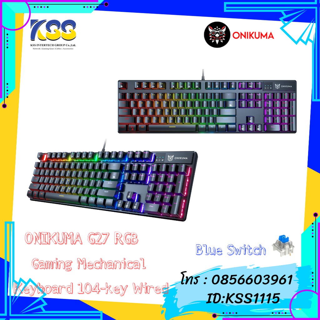 ONIKUMA G27 KEYBOARD RGB Mechanical Gaming Blue Switch (Black) | Shopee ...
