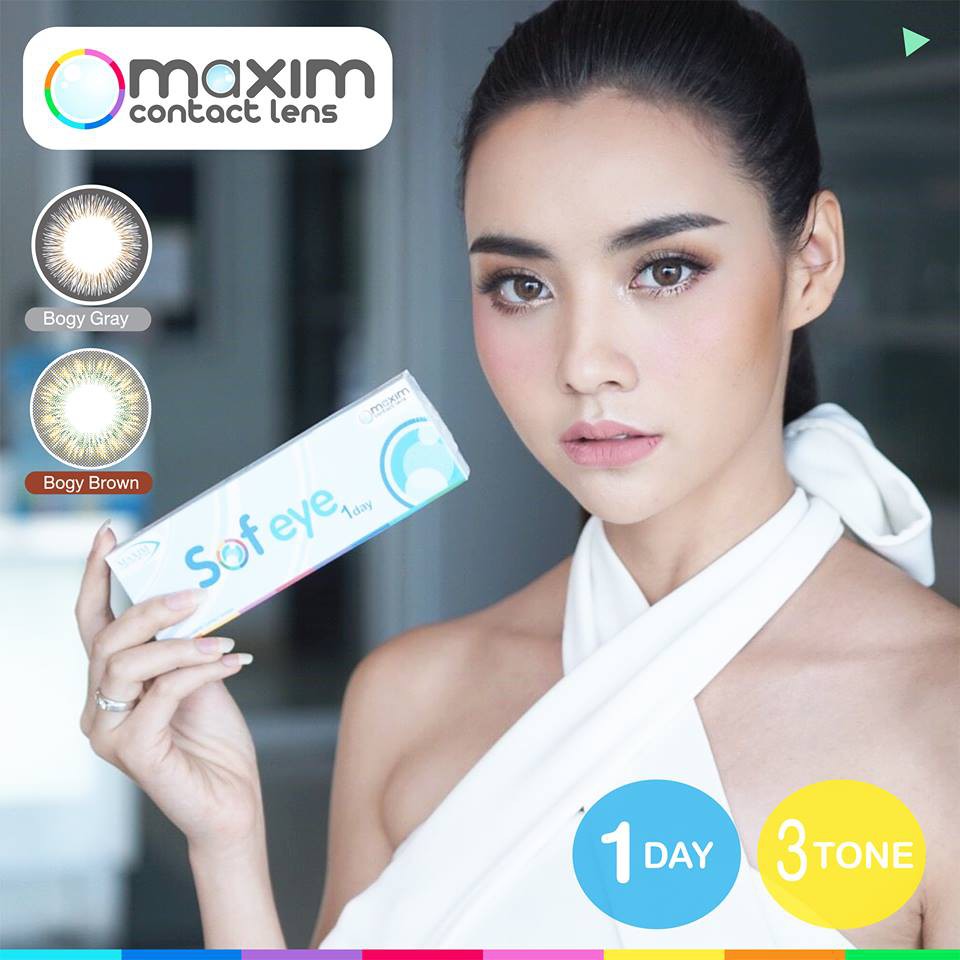 Maxim Sofeye คอนแทคเลนส์สีรายวัน รุ่น Bogy สีน้ำตาล / สีเทา ขนาดเท่าตา Mini (พร้อมส่ง) Sofeye ...