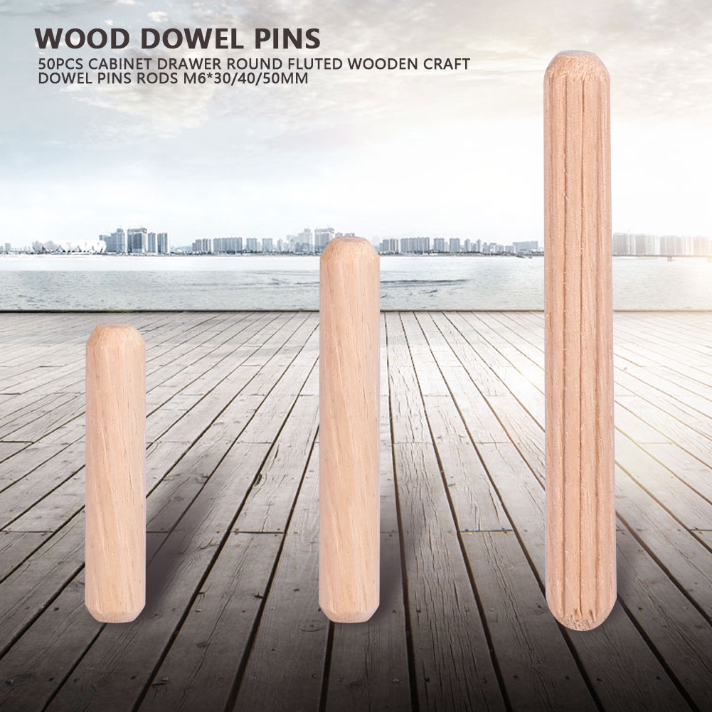 [ราคาพิเศษ] 50pcs Cabinet Drawer Round Fluted Wooden Craft Dowel Pins ...