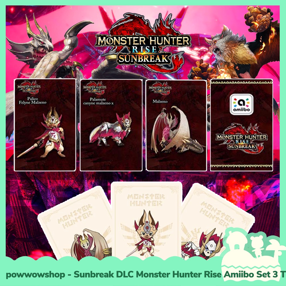 [ Available Vn - Express ] MHRise DLC Sunbreak Set 3 Amiibo Scan การ ์ ...