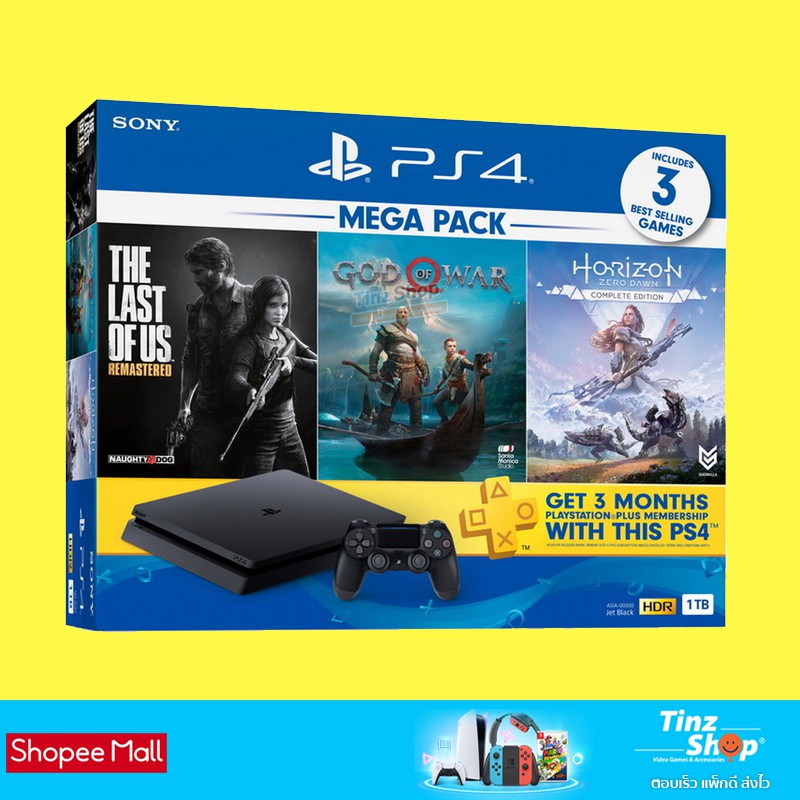 Playstation 4 Slim MEGA PACK Bundle 1TB รุ่น ASIA-00350 Jet Black CUH ...