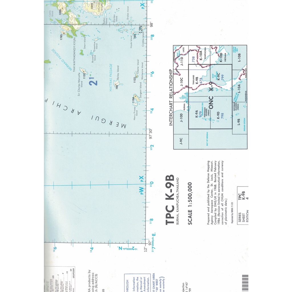 แผนที่เดินอากาศตามกฎการบิน Vfr Tactical Pilotage Chart Tpc K 9b