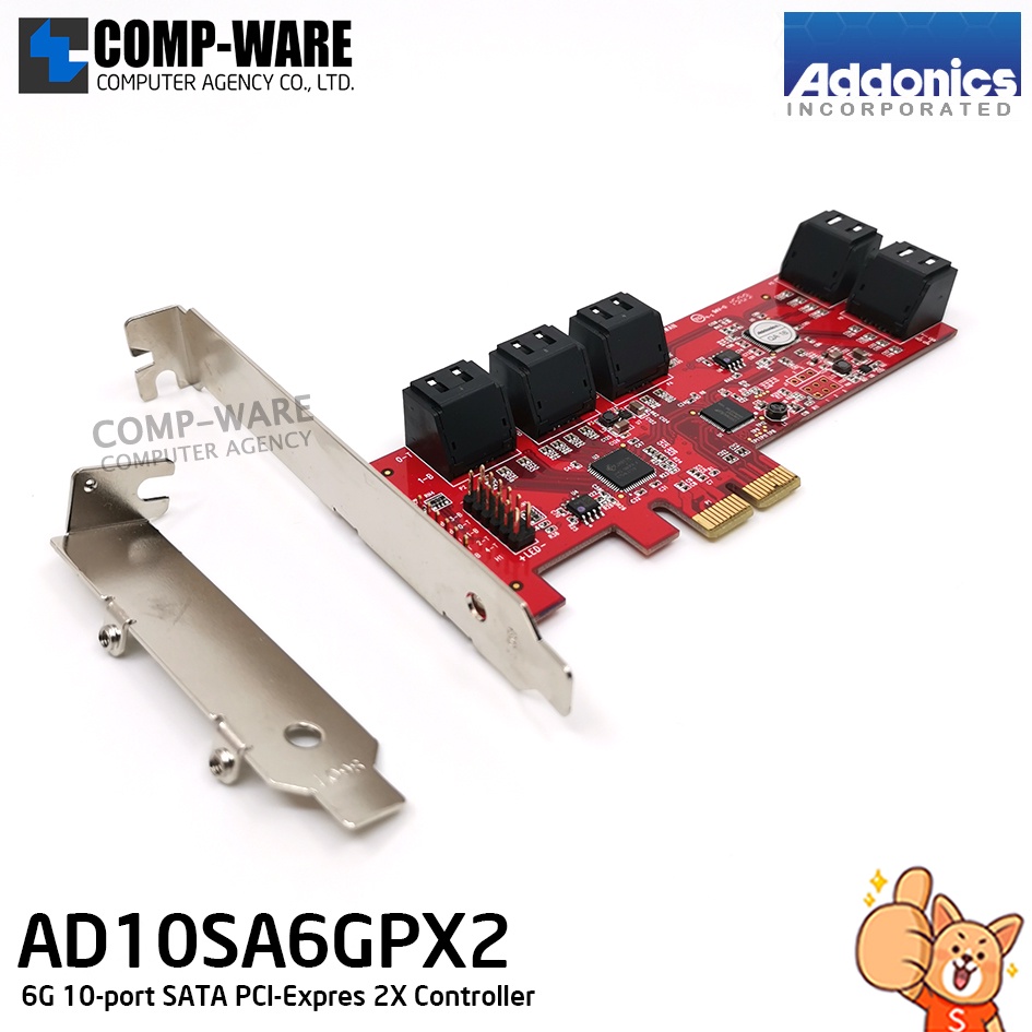 ADDONICS AS10SA6GPX2 6G 10-Port SATA PCI-Express 2X Controller Card ...