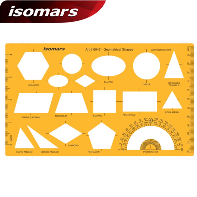 แผ่นเพลทพลาสติก ตรา isomars ขนาด 24x12 ซม.สำหรับงานออกแบบ ไม้บรรทัดเพลท แผ่นเพลทวงกลม สามเหลี่ยม ...