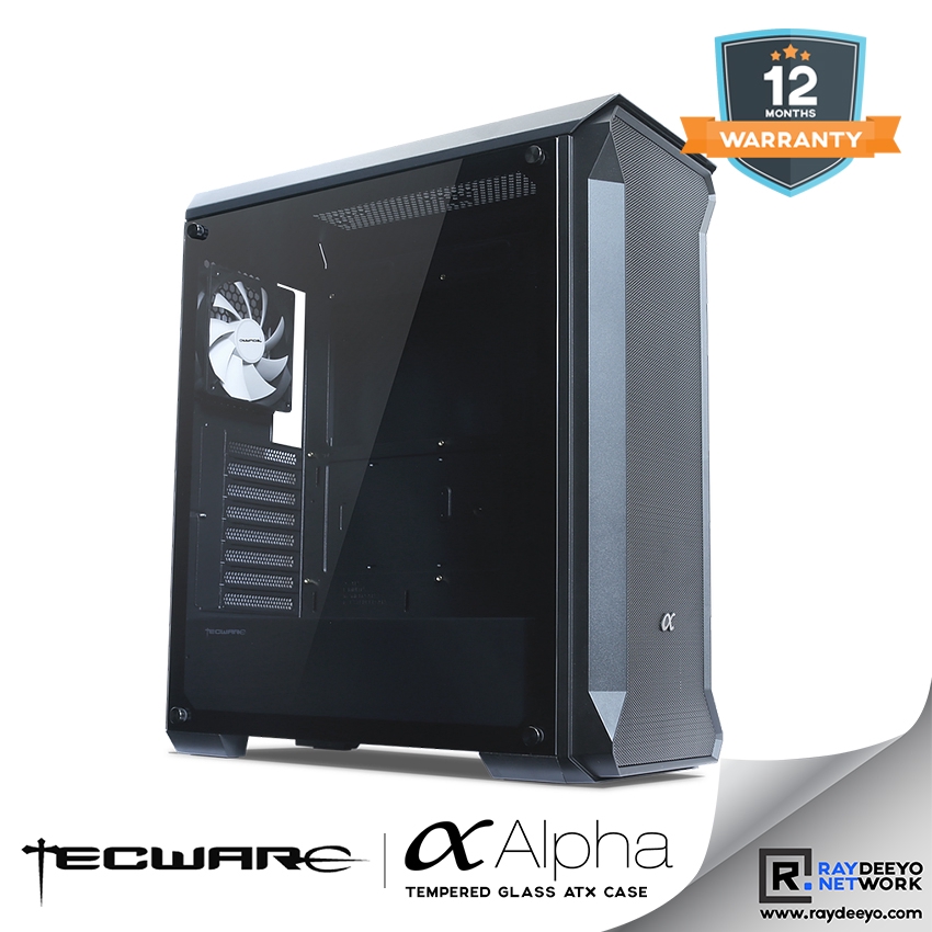 Tecware ALPHA TG BLACK ATX GAMING CASE [ATX, Matx, Mini-ITX] | Shopee ...