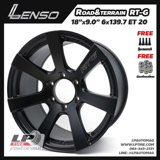 [ส่งฟรี] ล้อแม็ก LENSO รุ่น RTG RT-G ขอบ18" 6รู139.7 สีดำด้านก้านตัวหนังสือขาว กว้าง9" จำนวน 4 ...