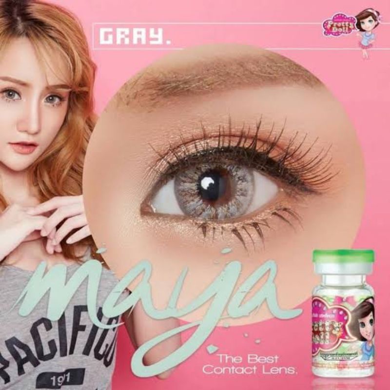 คอนแทคเลนส์ รุ่น Maya / Slim ยี่ห้อ Pretty doll / Pitchylens ตาโต สีเทา ...