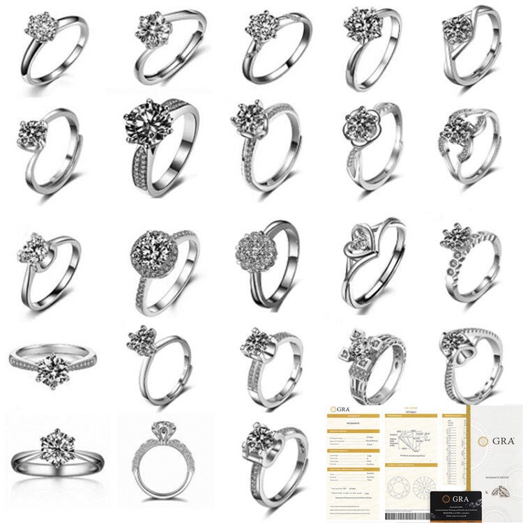 [พร้อมใบรับรอง Gra] แหวนเงิน S925 ประดับโมอิส 1 กะรัต สไตล์คลาสสิก สําหรับผู้หญิง | Shopee Thailand
