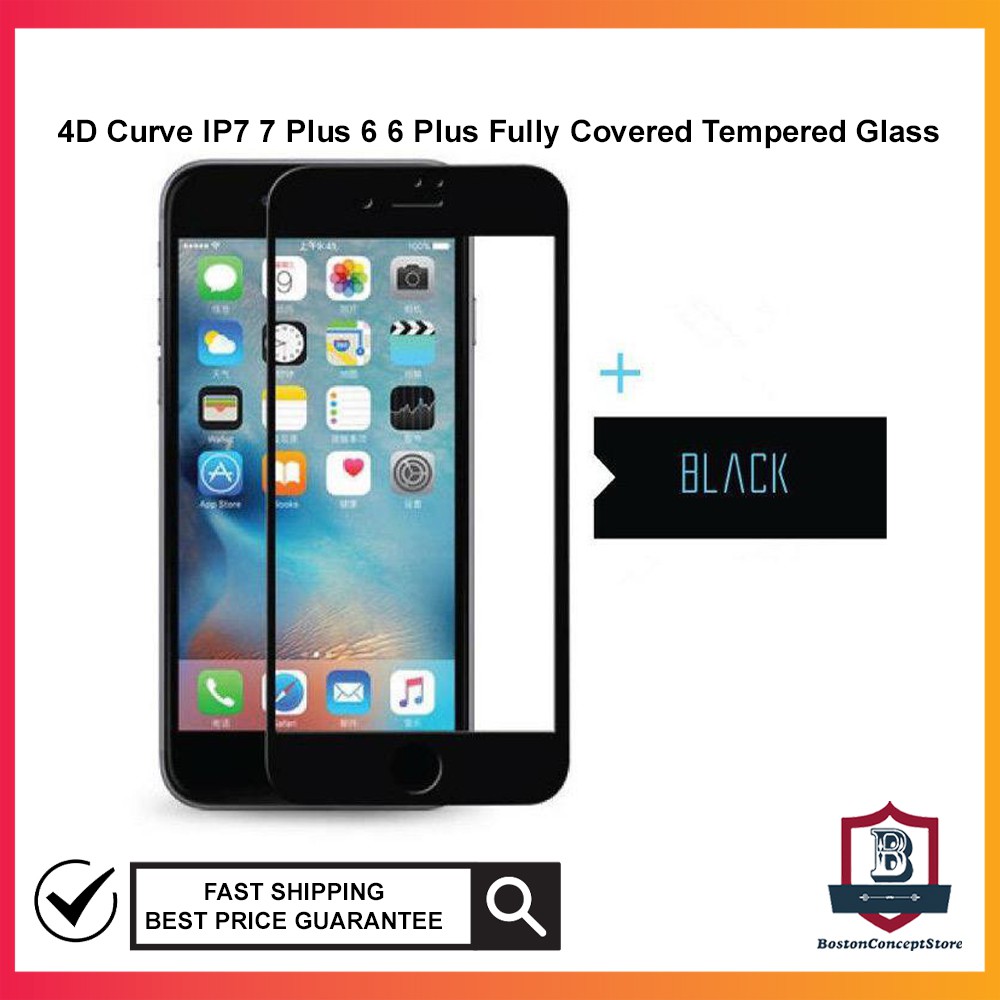 กระจกนิรภัย แบบโค้ง 4D IP7 7 Plus 6 6 Plus | Shopee Thailand