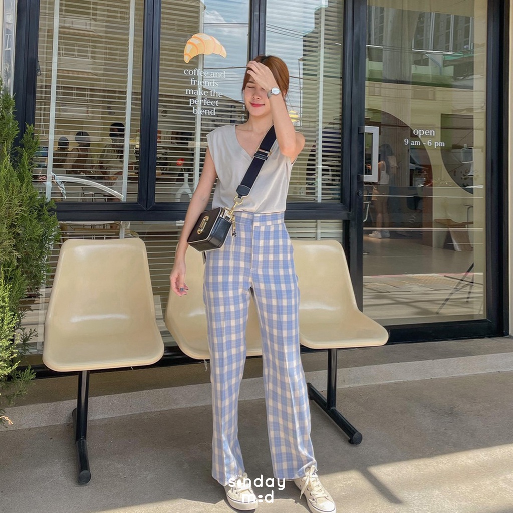 Monday Pants กางเกงขายาวทรงกระบอก ลายสกอตรุ่นใหม่ ผ้ารุ่นนี้ไม่บางไม่ ...